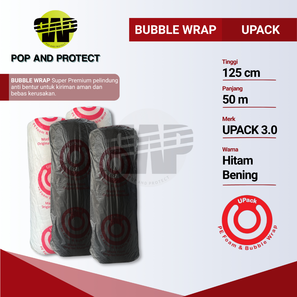 Jual Bubble wrap packaging hitam bening Upack / bubble wrap roll 125cm ...