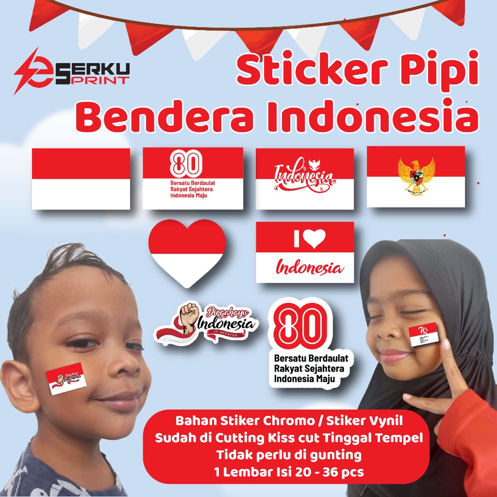 Jual Sticker Pipi Bendera - Tempelan Pipi Merah Putih - indonesia 17 ...