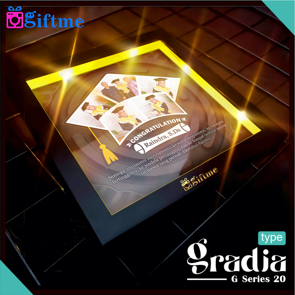 Jual GIFTME Bingkai Foto 3D Custom Cetak Desain Toga untuk Hadiah ...