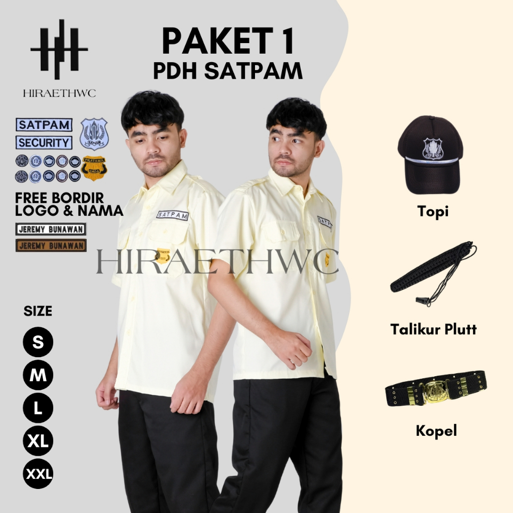 Jual SERAGAM SATPAM PDH CREAM LENGAN PENDEK STELAN FULLSET SATPAM ...