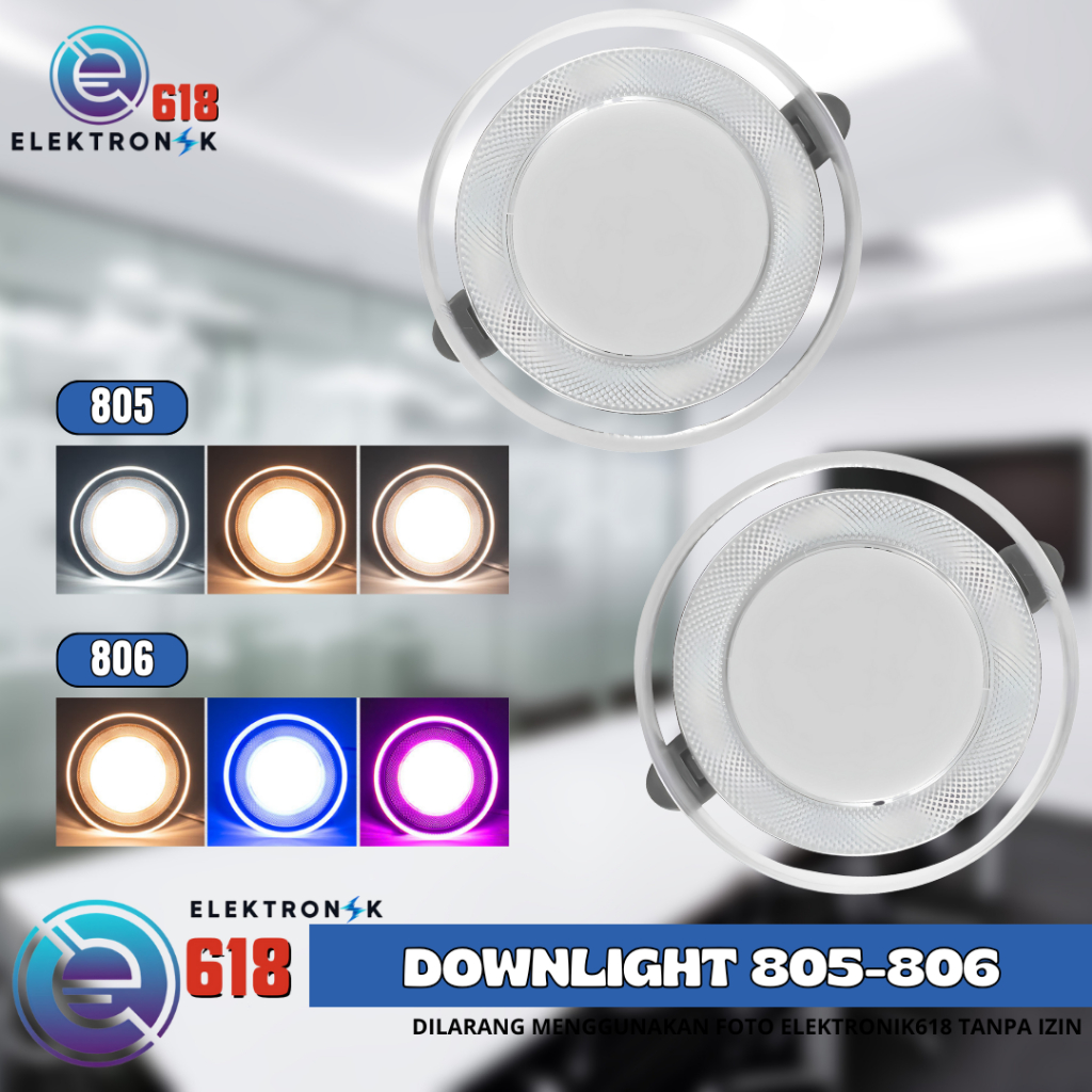 Jual Lampu Downlight LED Inbow 6W 3 Warna / Downlight Panel LED Inbow Bulat /Kuning Biru Ungu ...