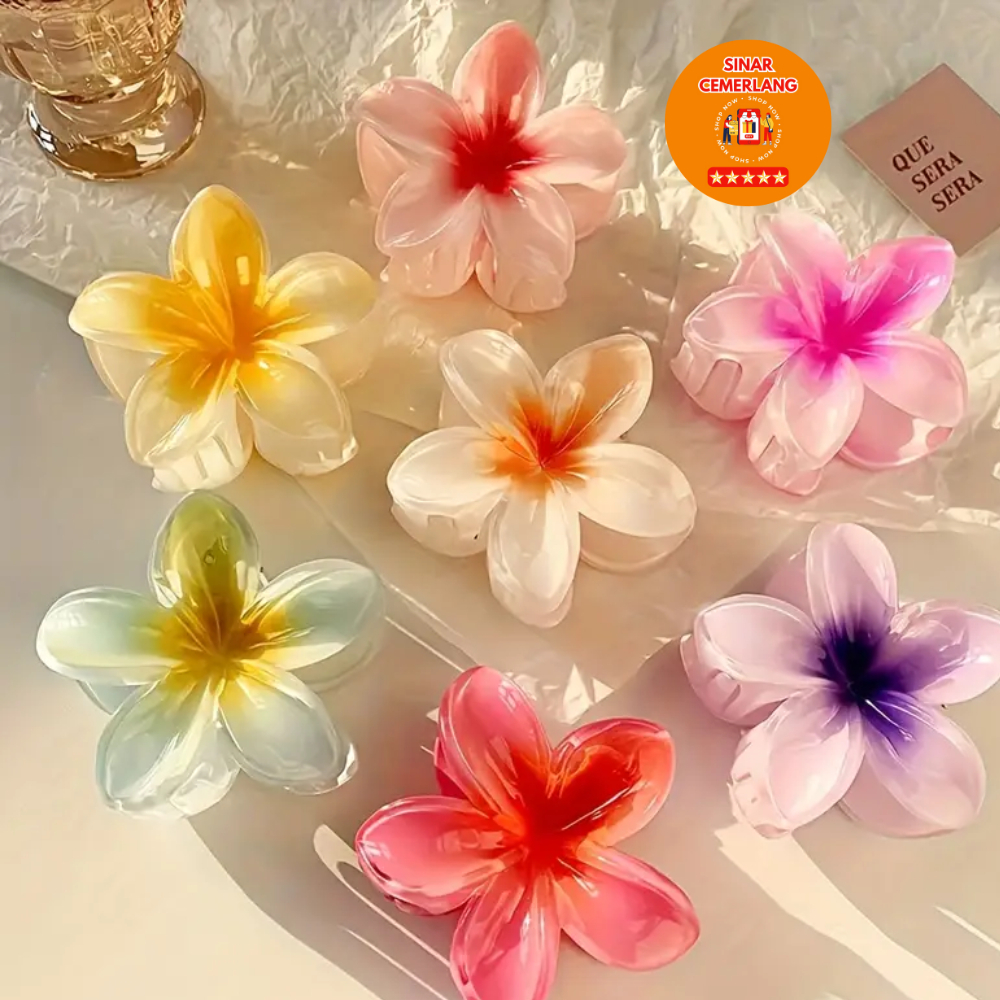 Jual SC 8Cm GROSIR Jepit Rambut Motif BUNGA KAMBOJA Bahan Akrilik Gaya ...