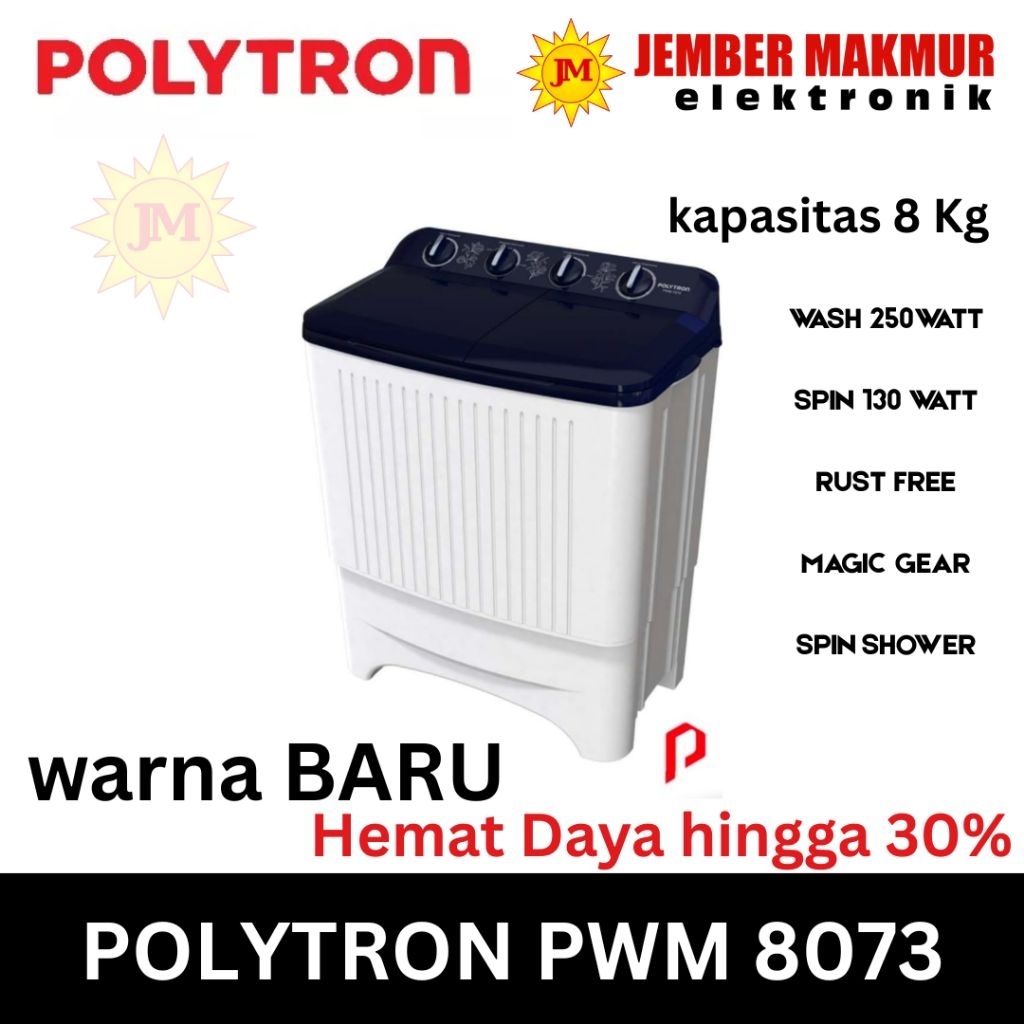 Jual POLYTRON PWM 8073 8KG TWIN TUB POLYTRON | Shopee Indonesia