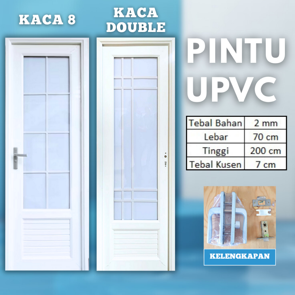 Jual [UPVC] Pintu Kamar Mandi uPVC Kaca 8 | Full Panel | Elegan Putih | Pintu WC Estetik [UPVC ...
