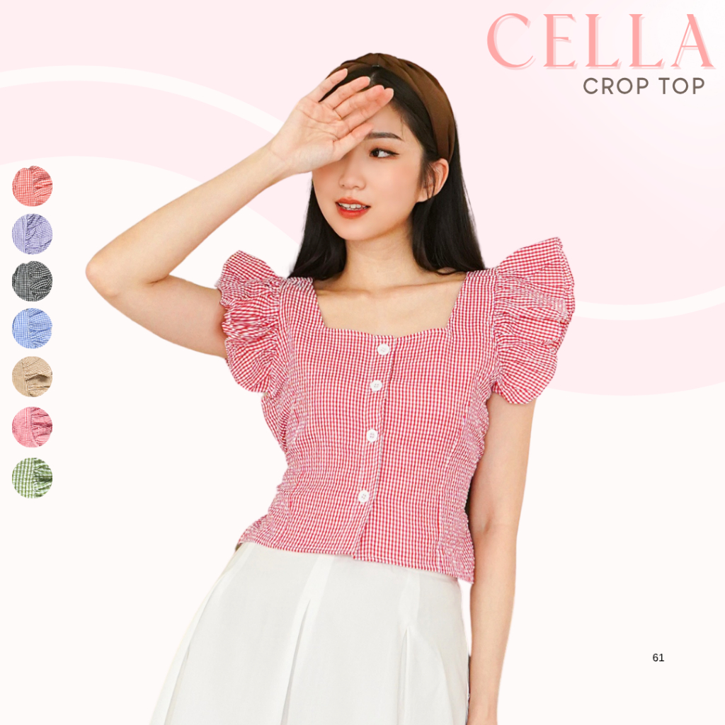 Jual NAMARI - Cella Top - Baju Blouse Blus Croptop Korean Rempel Ruffle ...