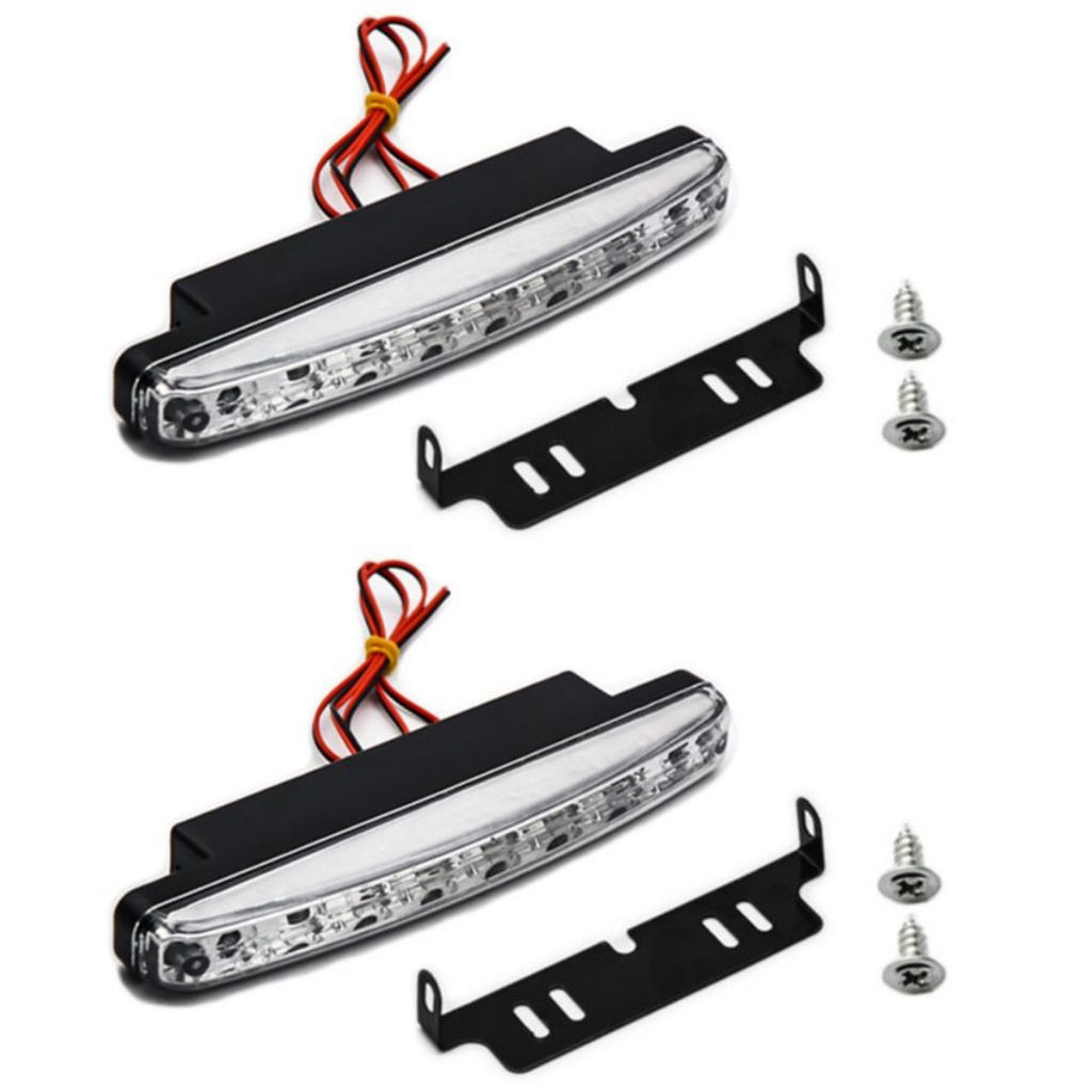 Jual Lampu LED DRL Mobil 8 Mata Set Bracket Plat Dudukan Nyala Super ...