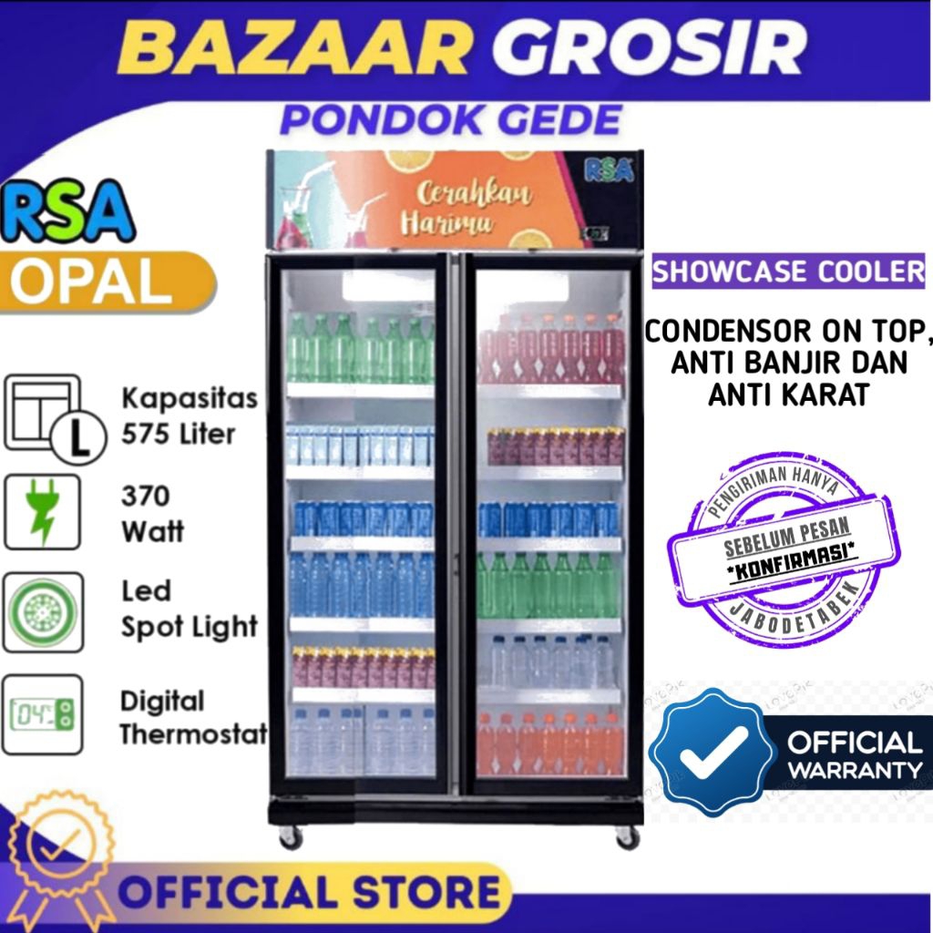 Jual RSA Showcase/ Display Chiller Cooler 2 pintu OPAL kulkas 2 pintu ...