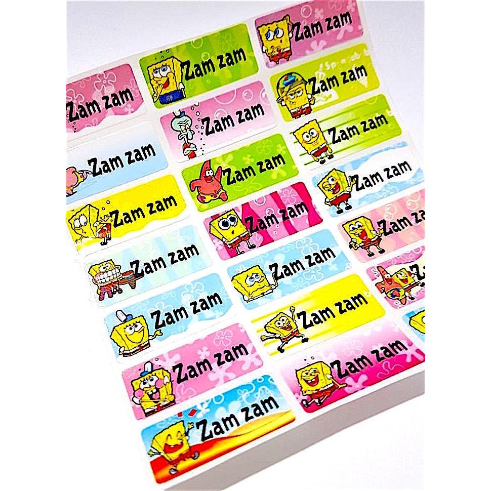 Jual Label Nama Anti Air Sticker Waterproof SpongeBob | Shopee Indonesia
