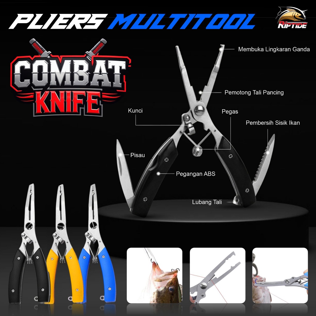 Jual TANG PANCING FIRELOCK FISHING PLIERS COMBAT KNIFE RIPTIDE STILETO FISHING PLIERS STAINLESS ...