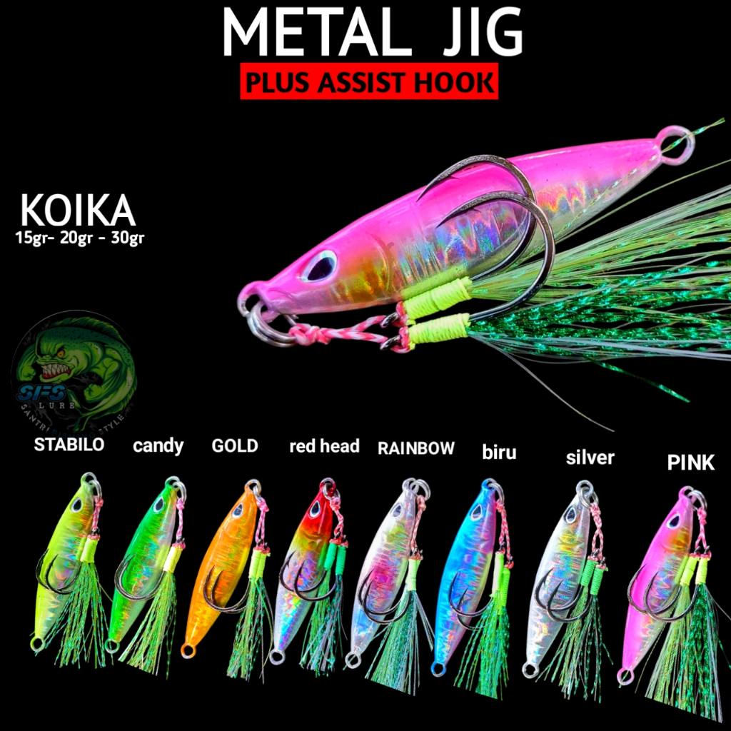 Jual Micro jig set assist hook 10g/15g/20g/30gram umpan pancing metal ...