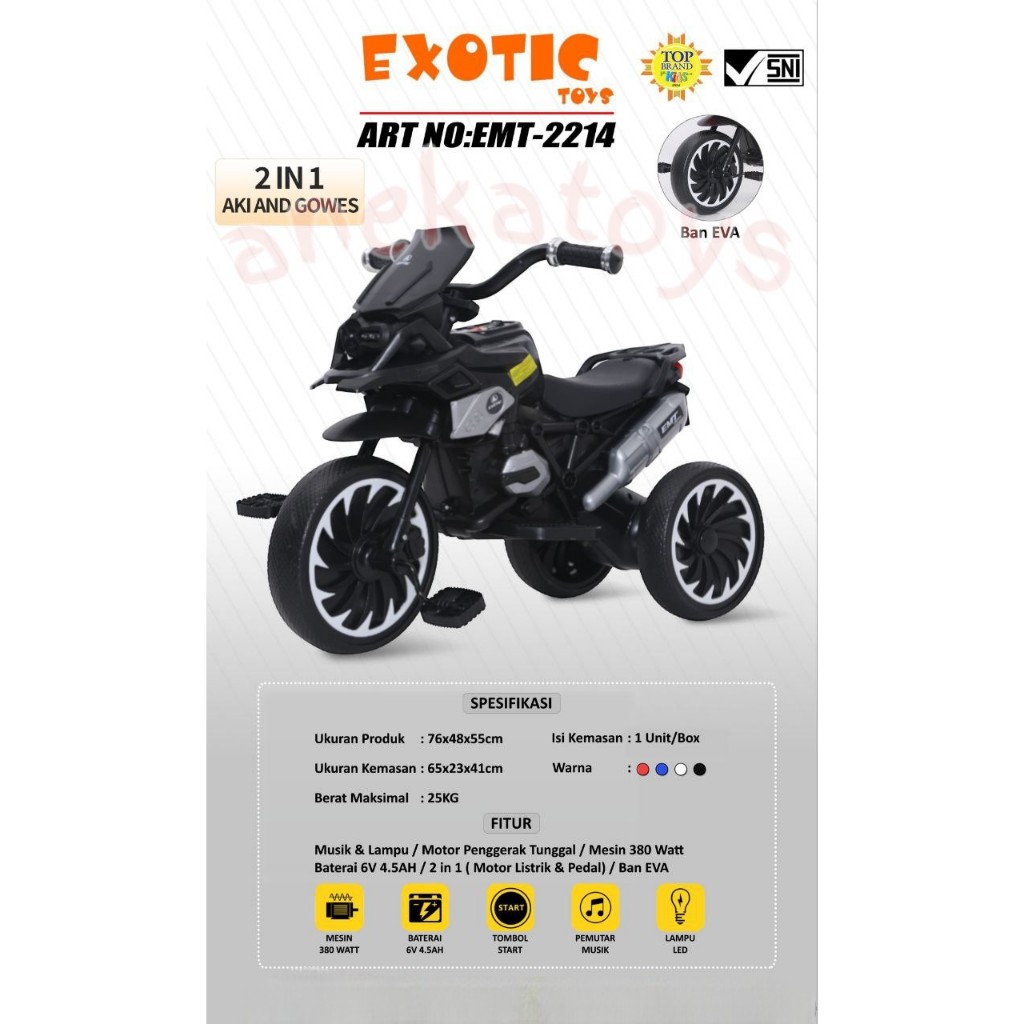 Jual Motor Aki n Gowes Anak Exotic EMT2214 Ride-On 2in1 Motor Gowes dan ...