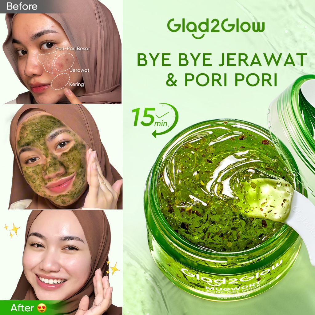 Jual Glad2Glow Mugwort Acne Gel Mask 50g Masker Wajah Masker Komedo dan Pori Pori Wajah Masker ...