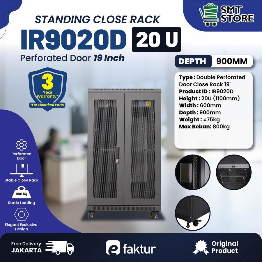 Jual IR9020D Rack Server 20U 900mm Double Swing Perforated INDORACK Rak ...