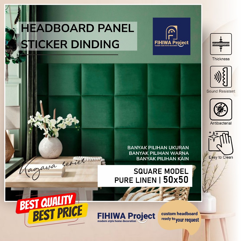 Jual Fihiwa – Headboard Dinding Pure Linen 30x30cm Motif Kagawa Series ...