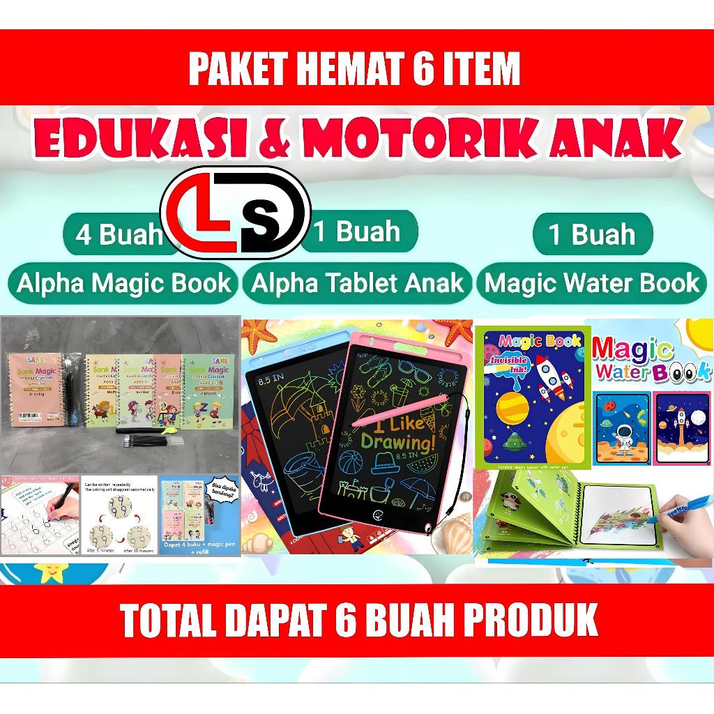 Jual LS [TOTAL 6 ITEM] Paket Lengkap Buku Anak Belajar Menulis / Menggambar Dan Menghitung + Lcd ...