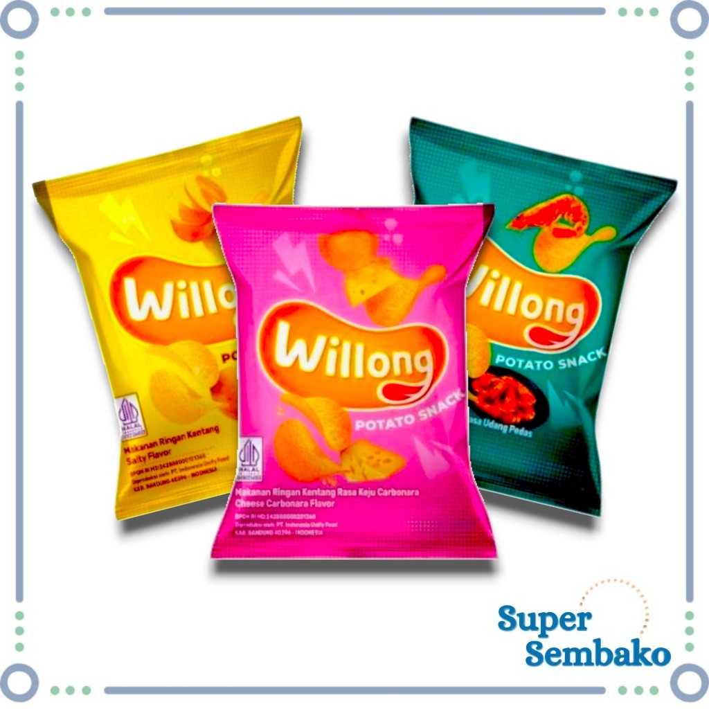 Jual SNACK MAKANAN RINGAN KENTANG WILLONG POTATO SNACK RASA ASIN SALTY ...