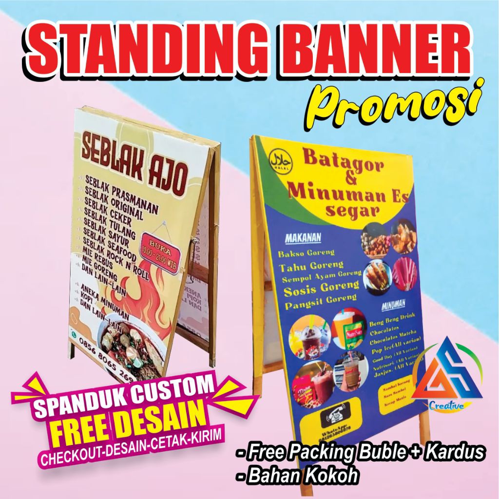 Jual SUDAH DI RAKIT, STAND BANNER PROMOSI KAYU SEGITIGA LIPAT ...