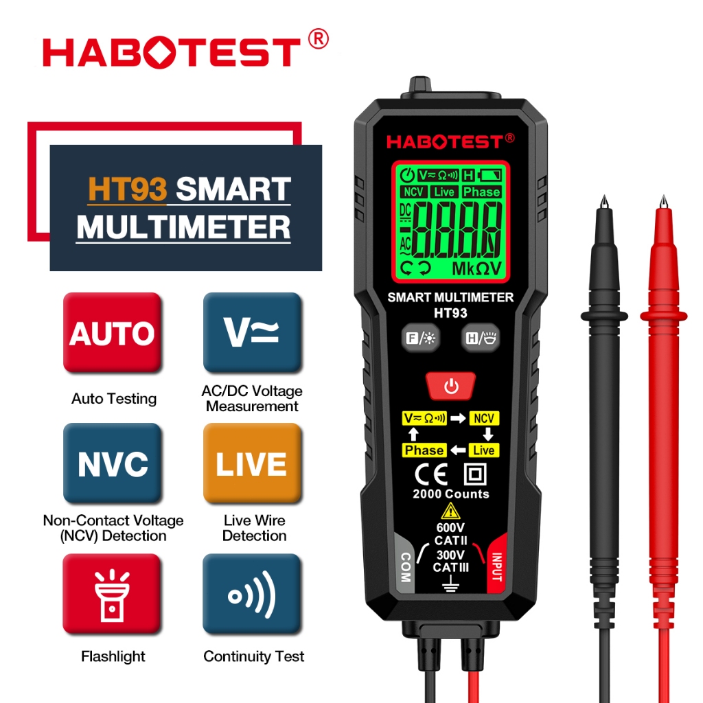 Jual HABOTEST HT93/HT89 Digital Multimeter Voltage Tester Pen NCV AC/DC ...