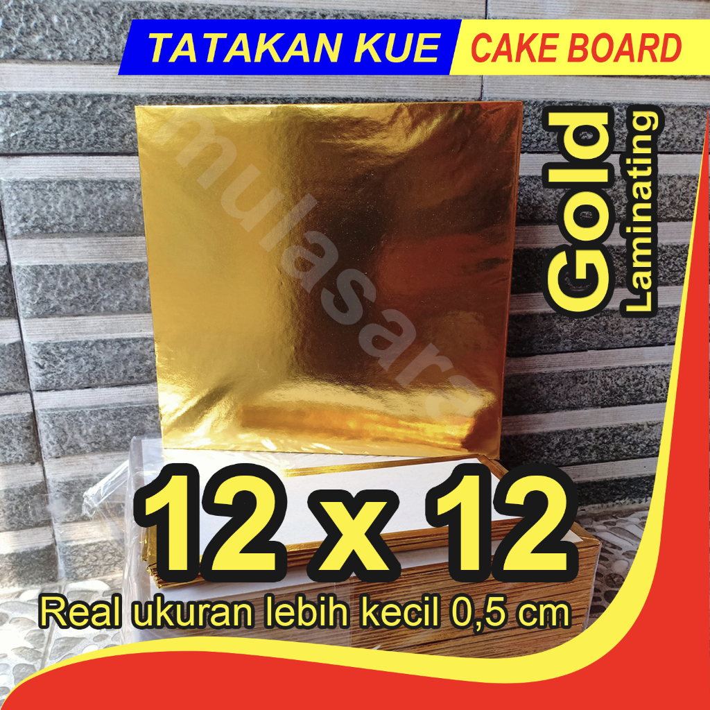 Jual tatakan kue 12x12 GOLD cake board / tatakan kue emas / alas slice ...