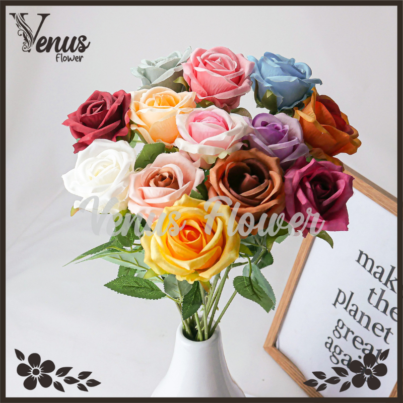 Jual COD 1PCS ROSE MAWAR SINGLE KAIN ARTIFICIAL - TANGKAI PANJANG 50CM ...