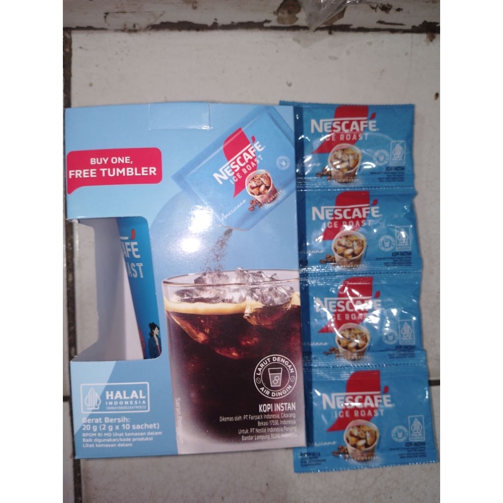 Jual Nescafe Ice Roast 1 Renceng isi 10 sachet GRATIS + TUMBLER NESCAFE ...