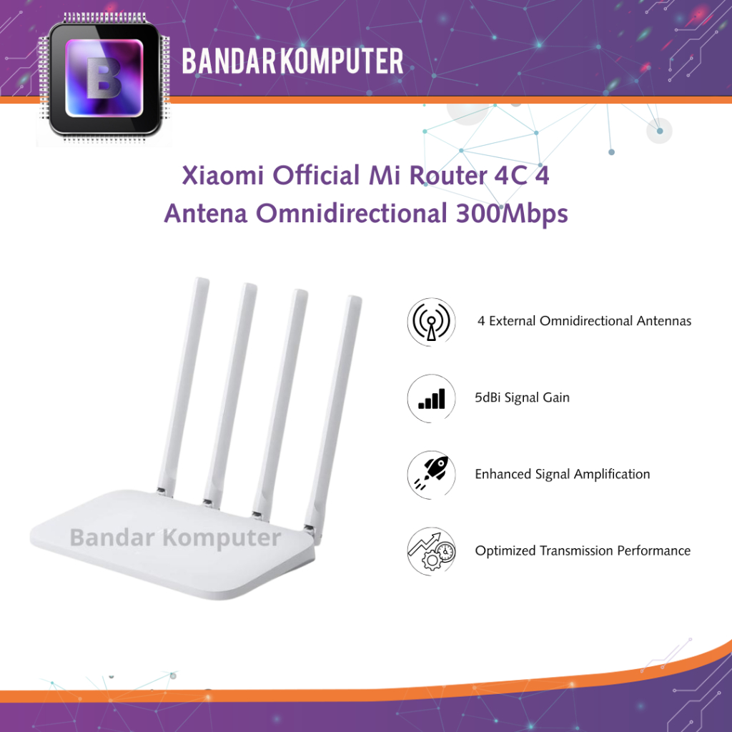 Jual Xiaomi Official Mi Router 4C 4 Antena Omnidirectional 300Mbps 2.4G | Shopee Indonesia