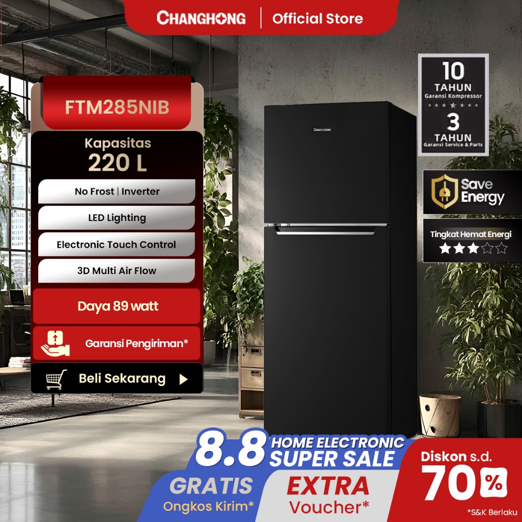 Jual Changhong Kulkas 2 Pintu (Refrigerator) kulkas Inverter No Frost ...