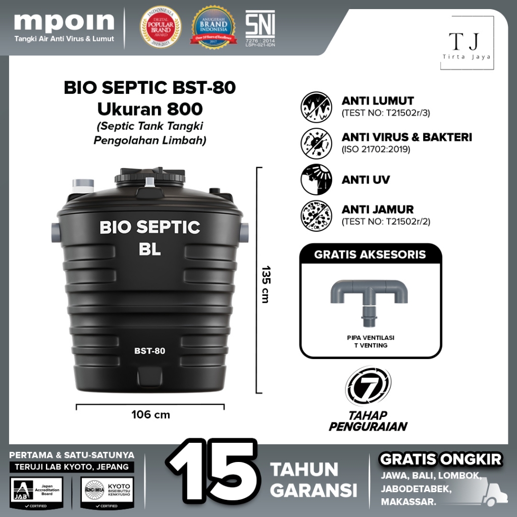 Jual Bio Septic Tank MPOIN BST 800 Liter Tangki Pengolahan Limbah ...
