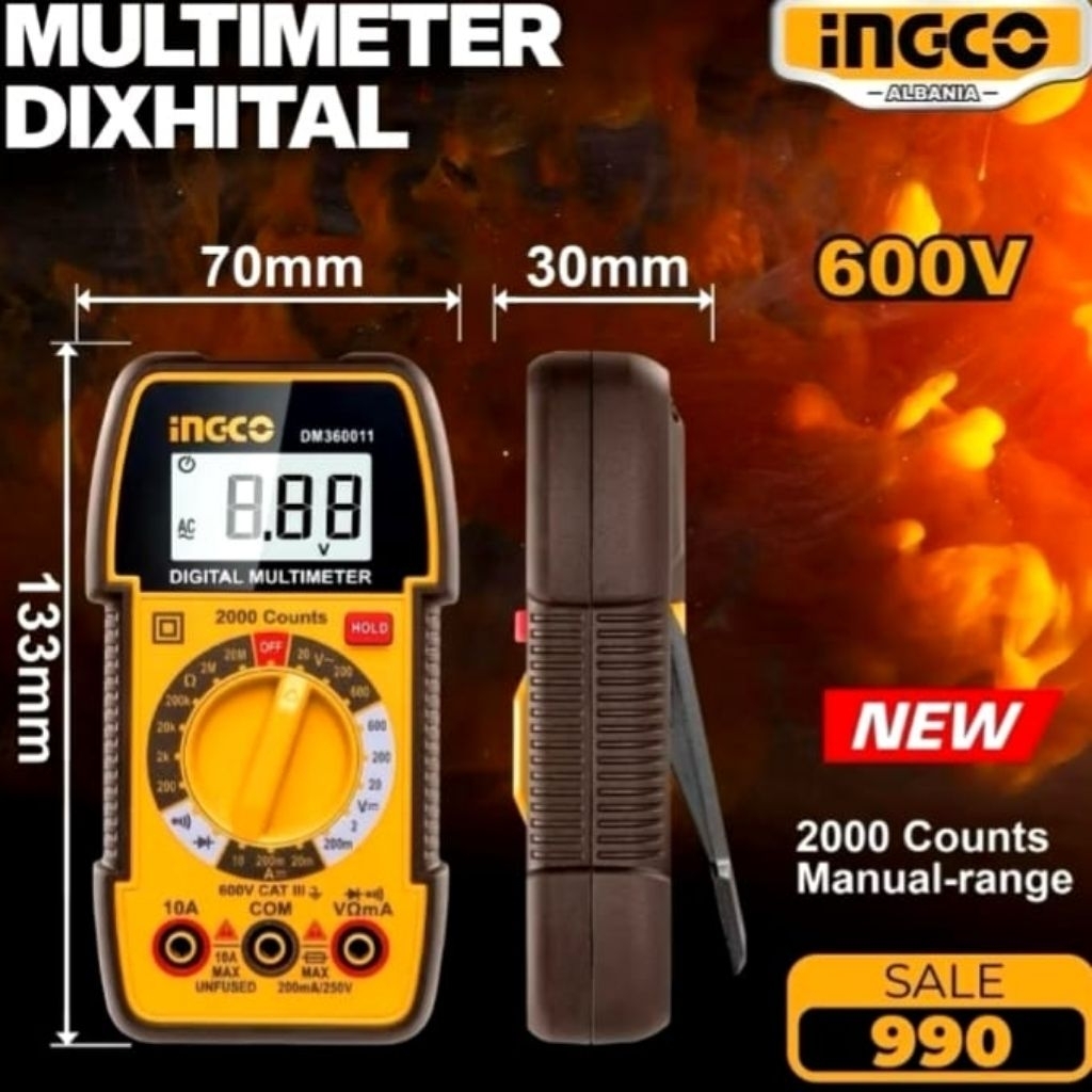 Jual MULTI TESTER DIGITAL INGCO DM360011 MULTI METER INGCO DM 360011 ...