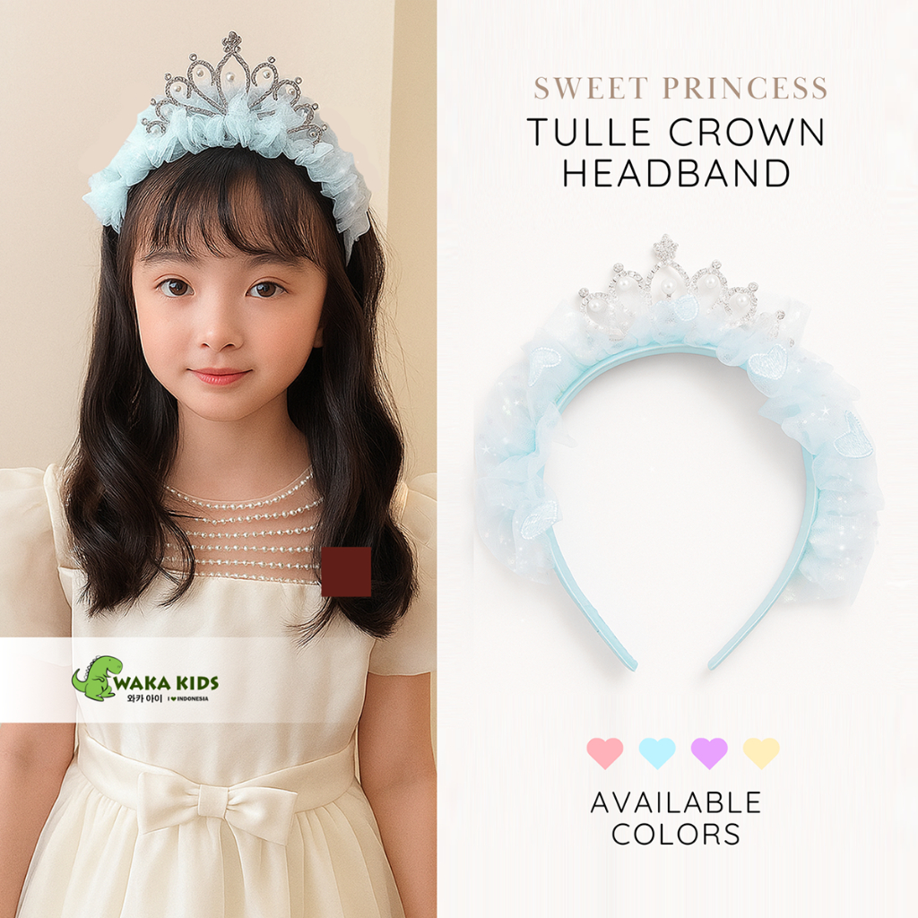 Jual Wakakids Bando Princess Mahkota Anak Perempuan Renda Glitter Tulle ...