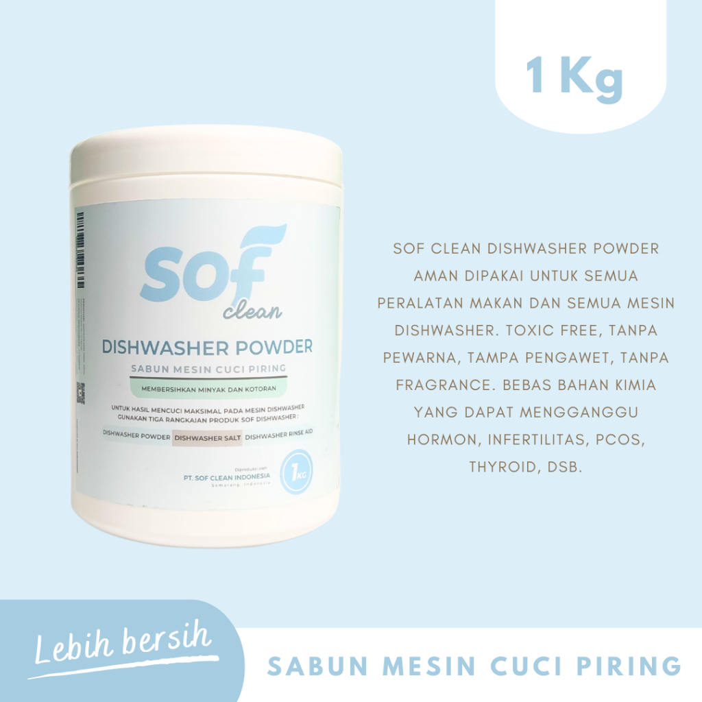 Jual Sof Clean Dishwasher Powder 1kg, sabun mesin cuci piring ...