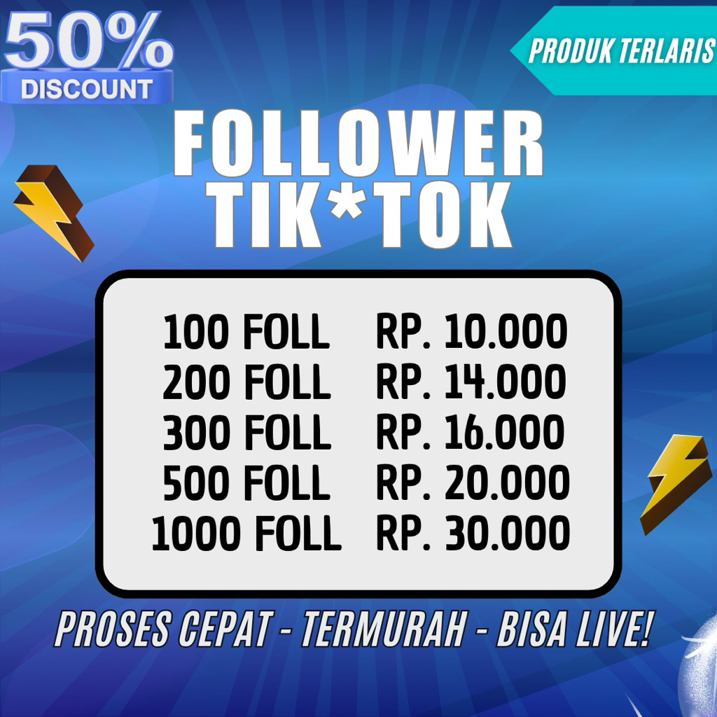 Jual PROMO HARI INI FOLLOWER TIK*TOK FOLL TT TERMURAH FOLLOWER TOKT0KK ...