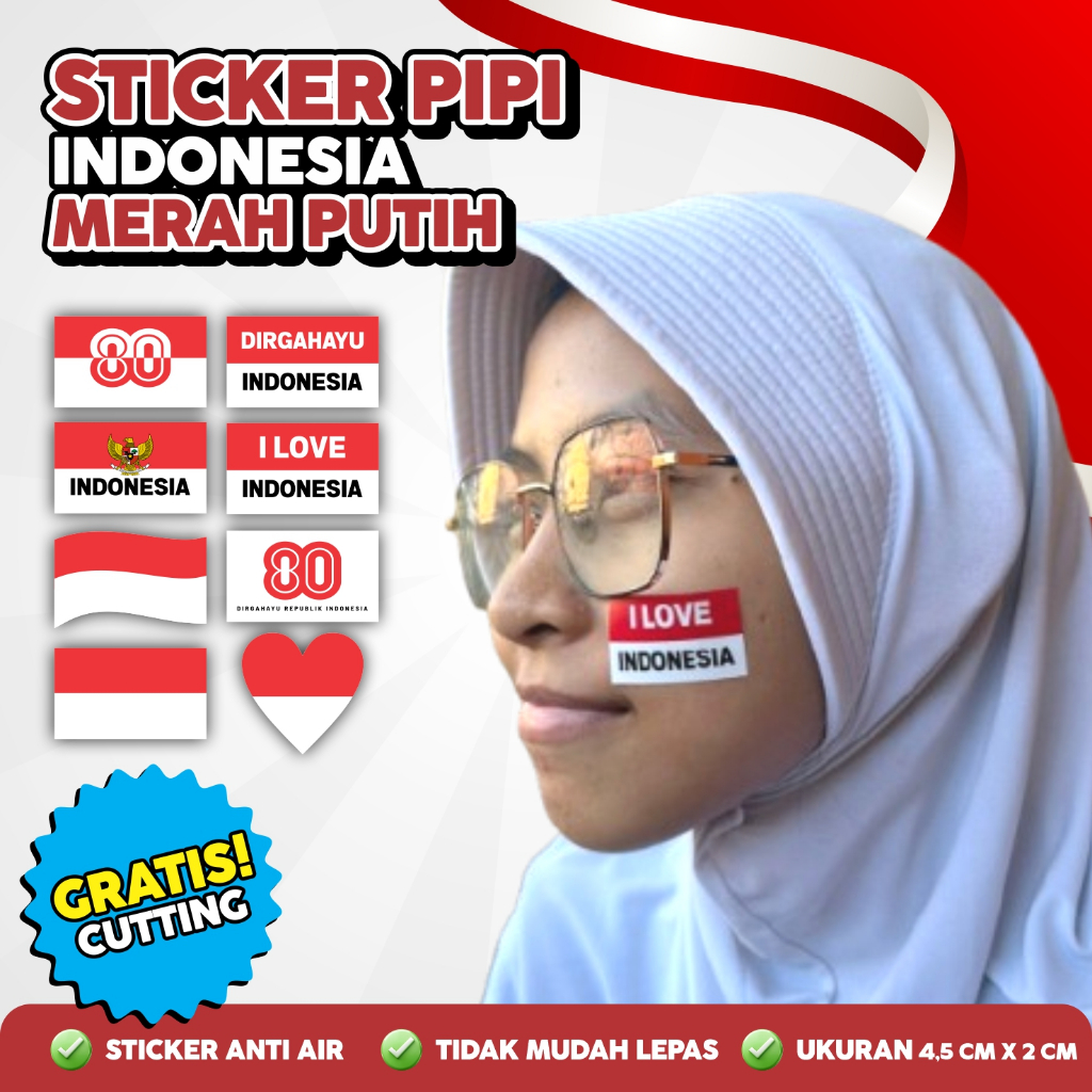 Jual STICKER PIPI ( isi 100 PCS ) Stiker Pipi Bendera Merah Putih l ...