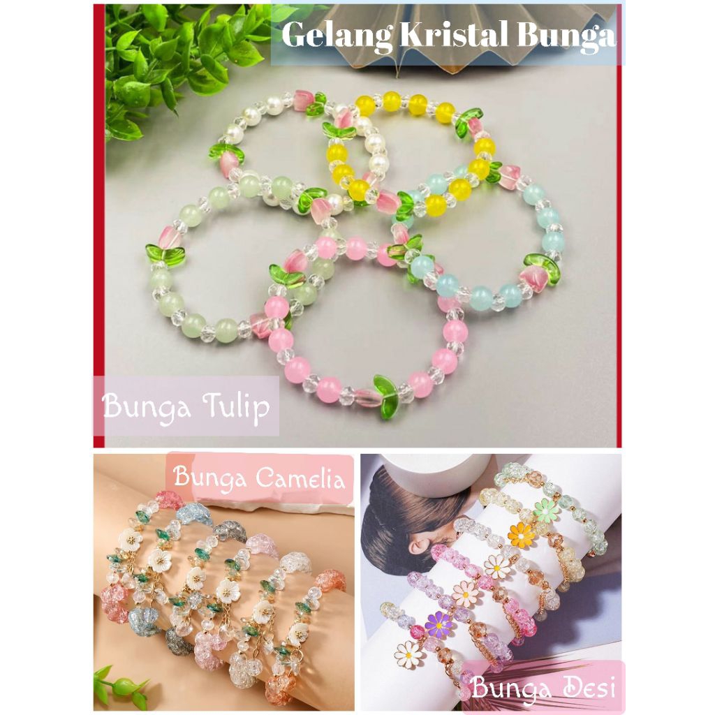 Jual Gelang Kristal Bunga Flower Bracelet Jewellery Gelang Kristal ...