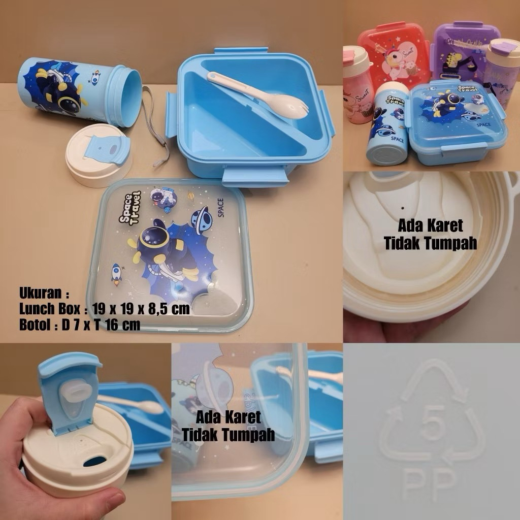 Jual Lunch Box Set Kotak Bekal 4 Sekat dan dan Botol Minum / Lunch Box ...