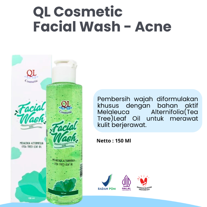 Jual QL Cosmetic Facial Wash Acne untuk kulit Berjerawat 150 ml ...