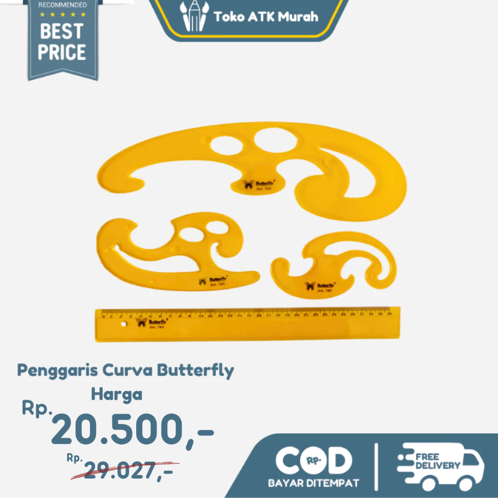 Jual Mal WAYANG / Penggaris Curva Butterfly BT-740 Penggaris Pola ...