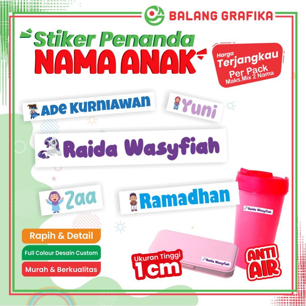 Jual Stiker Nama Custom Label Penanda Buku ATK Waterproof Ukuran Tinggi ...