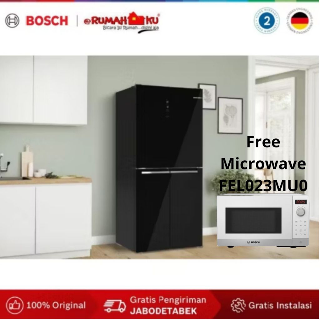 Jual Bosch KMC85LBEA Seri 4 547L Black French Door Bottom Multi Door ...