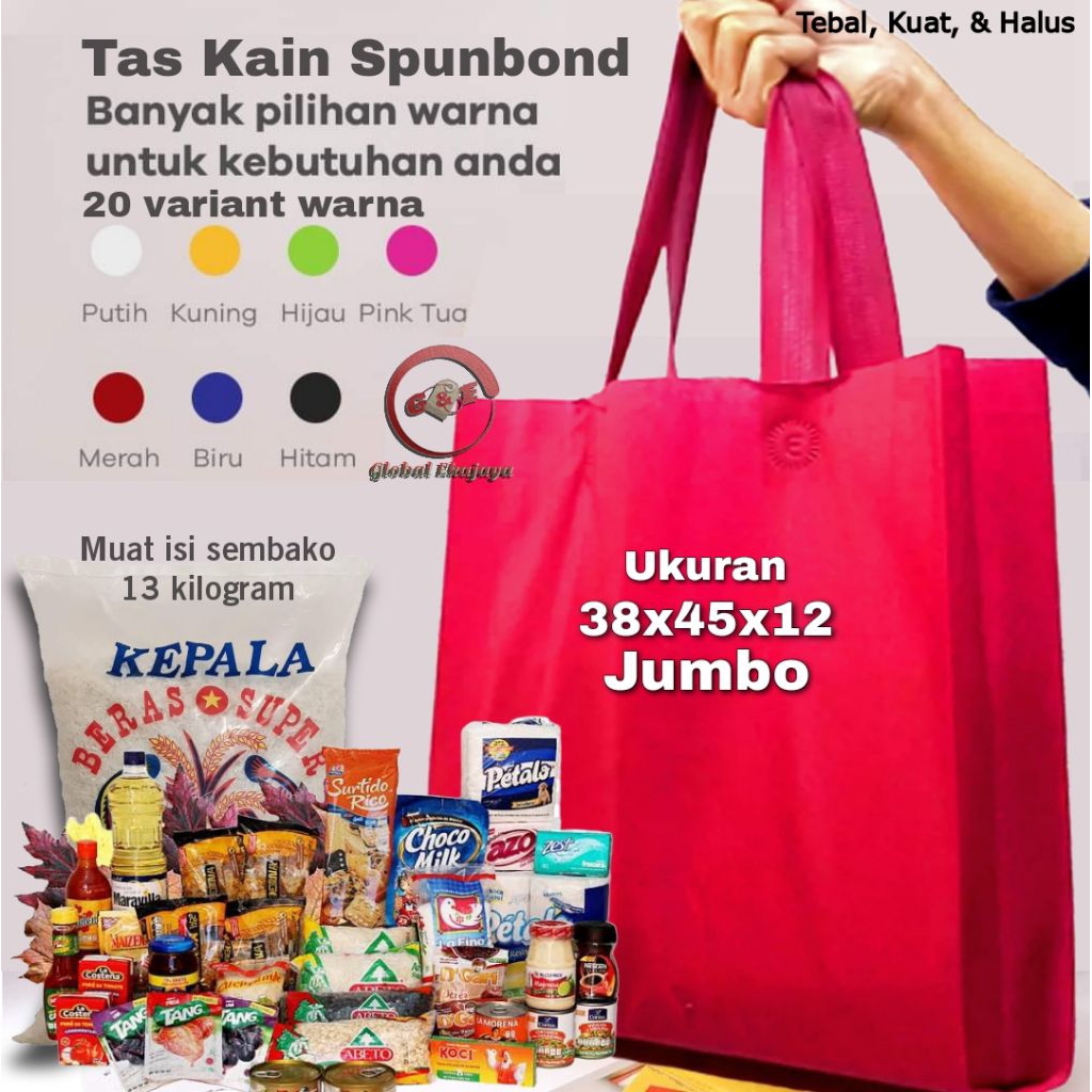 Jual Jumbo Goodiebag Uk 38x45x10 cm Lusinan isi 12 Tas Kain Spunbond ...