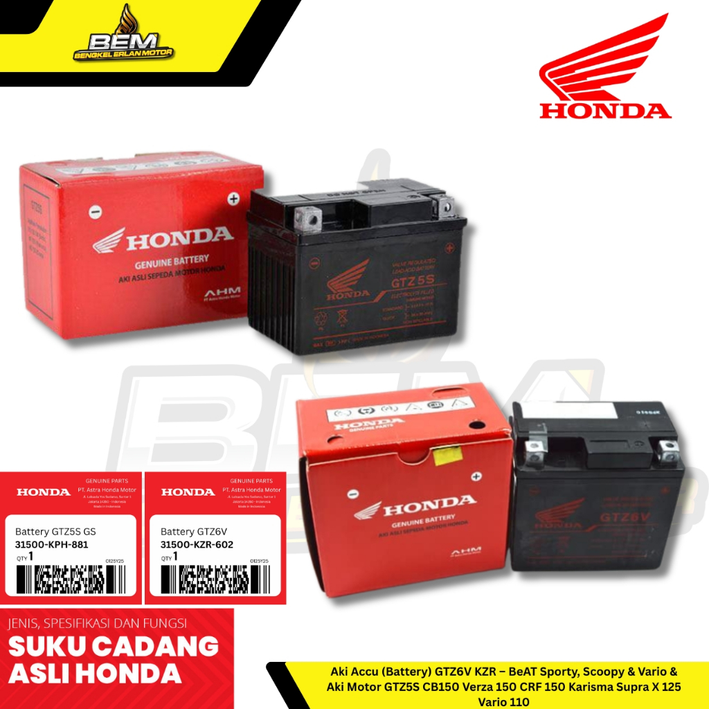 Jual 31500-KZR-602 31500KPH-881 Aki Accu (Battery) – BeAT Sporty Scoopy ...