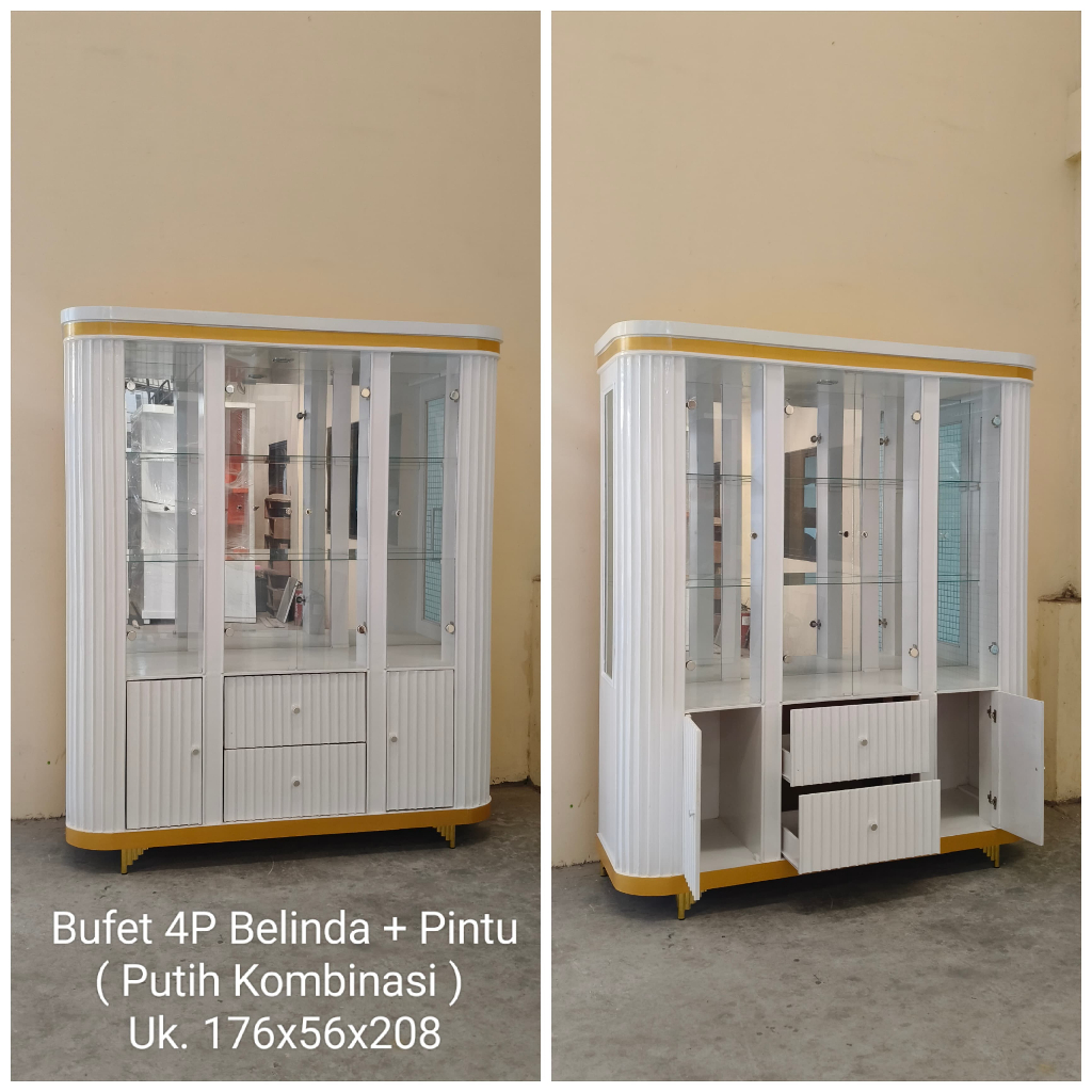 Jual bufet bupet pajangan 4 pintu type belinda putih kombinasi | Shopee ...