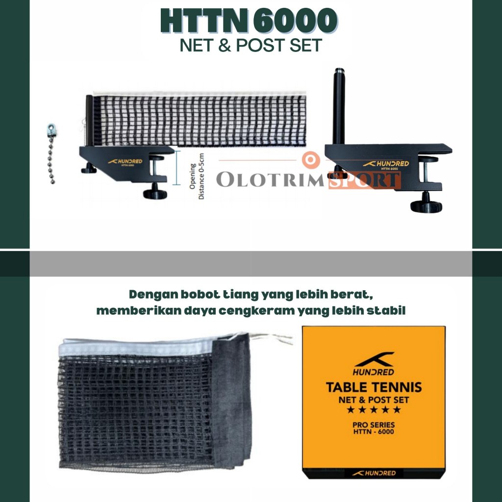 Jual Tiang + Net Ping Pong HUNDRED HTTN 6000 net tenis meja satu set ...