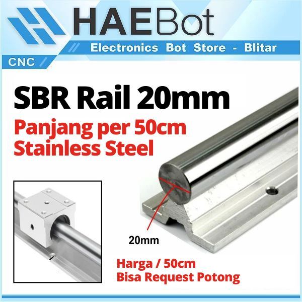 Jual [HAEBOT] Rail SBR20 SBR 20 50cm Rel Linear Shaft As 20mm CNC ...