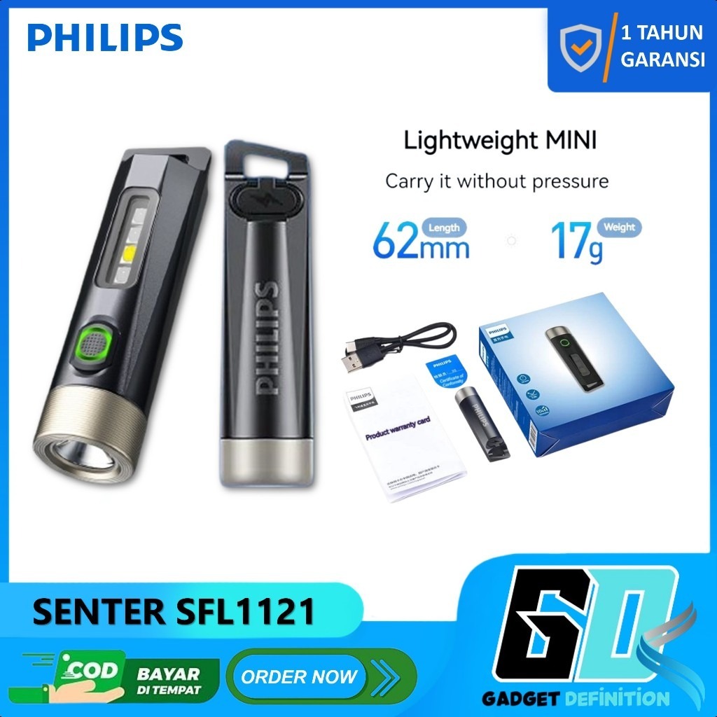 Jual Philips Senter SFL 1121 Senter LED Mini Super Terang Switch ...