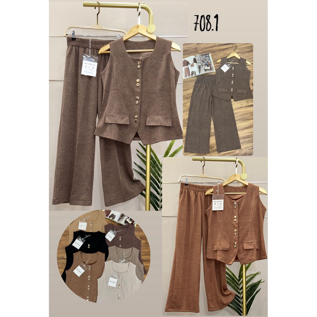Jual setelan vest 708.1 Kuyifei//setelan knit Kuyifei ...