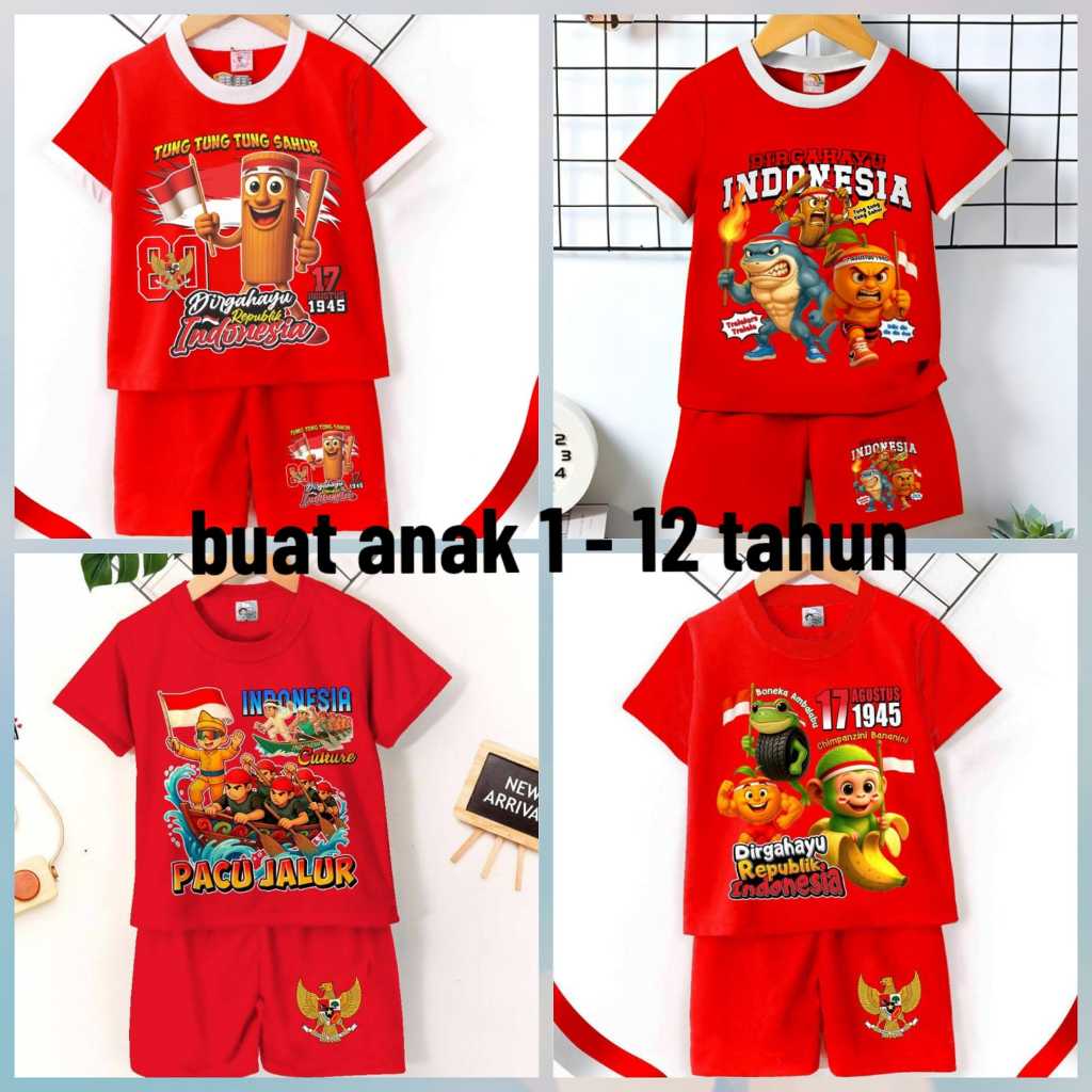 Jual KIYOSAKI KIDS -Setelan Anak Unisex Kaos Kemerdekaan Indonesia 1-12 ...