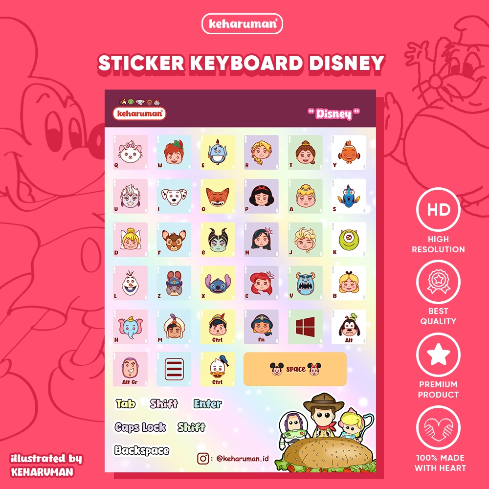 Jual Sticker Keyboard Laptop Komputer Princess Stitch Frozen PREMIUM ...