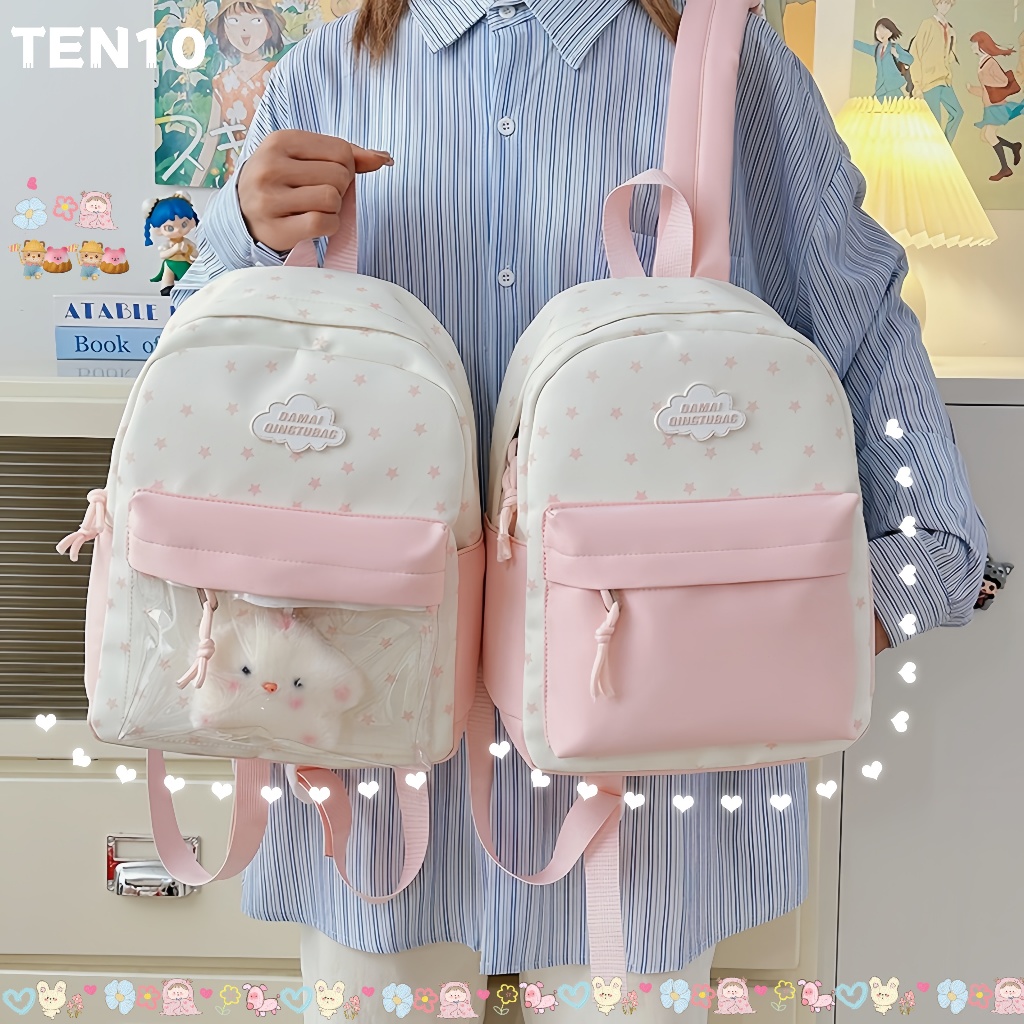 Jual [COD ]Tas Sekolah Pink/ Tas Ransel Mini Wanita Lucu Ransel Pelajar ...