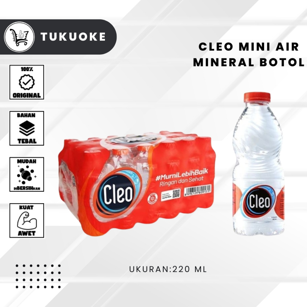 Jual CLEO MINI AIR MINERAL BOTOL 220ML ISI 24 BOTOL AIR MINERAL CLEO HIGIENIS SEHAT MERK CLEO ...
